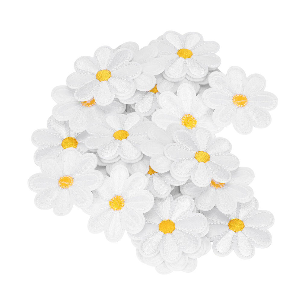 Наклейки для вышивки на ткань с ромашками, термонаклейки, 40 шт, аппликация своими руками для ремонта и украшения рюкзака