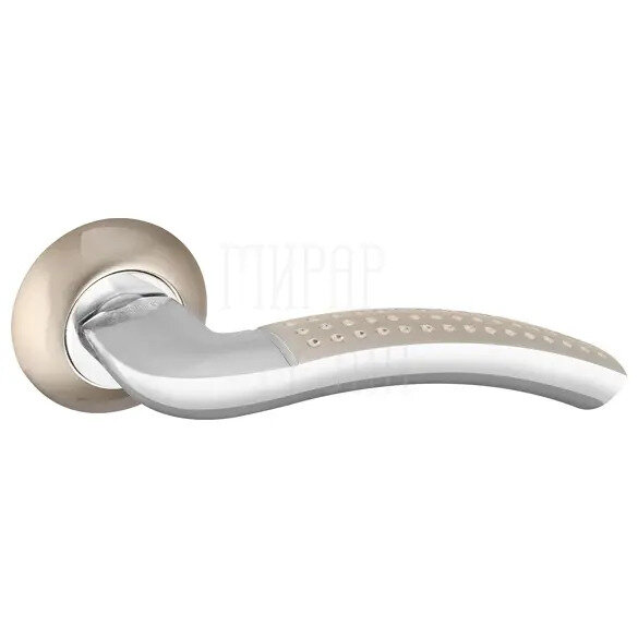 Дверная ручка Punto (Пунто) на круглой розетке "LOGICA" TL матовый никель + хром (170 мм)