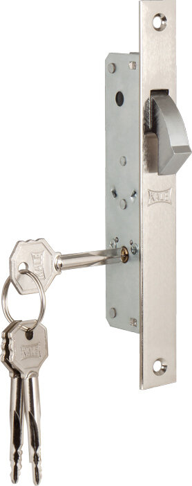 Замок врезной крестообразный узкопрофильный 201F (20 mm), никель, 3 ключа