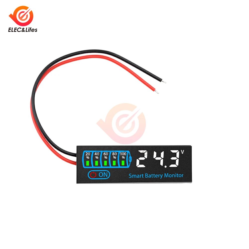Вольтметр для аккумулятора 24.3V, белый, DC7-55V