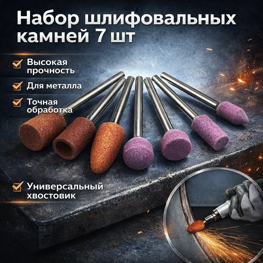 Комплект из 7 шт. Абразивный mounted камней для роторных инструментов Шлифовальный камень Колесная головка