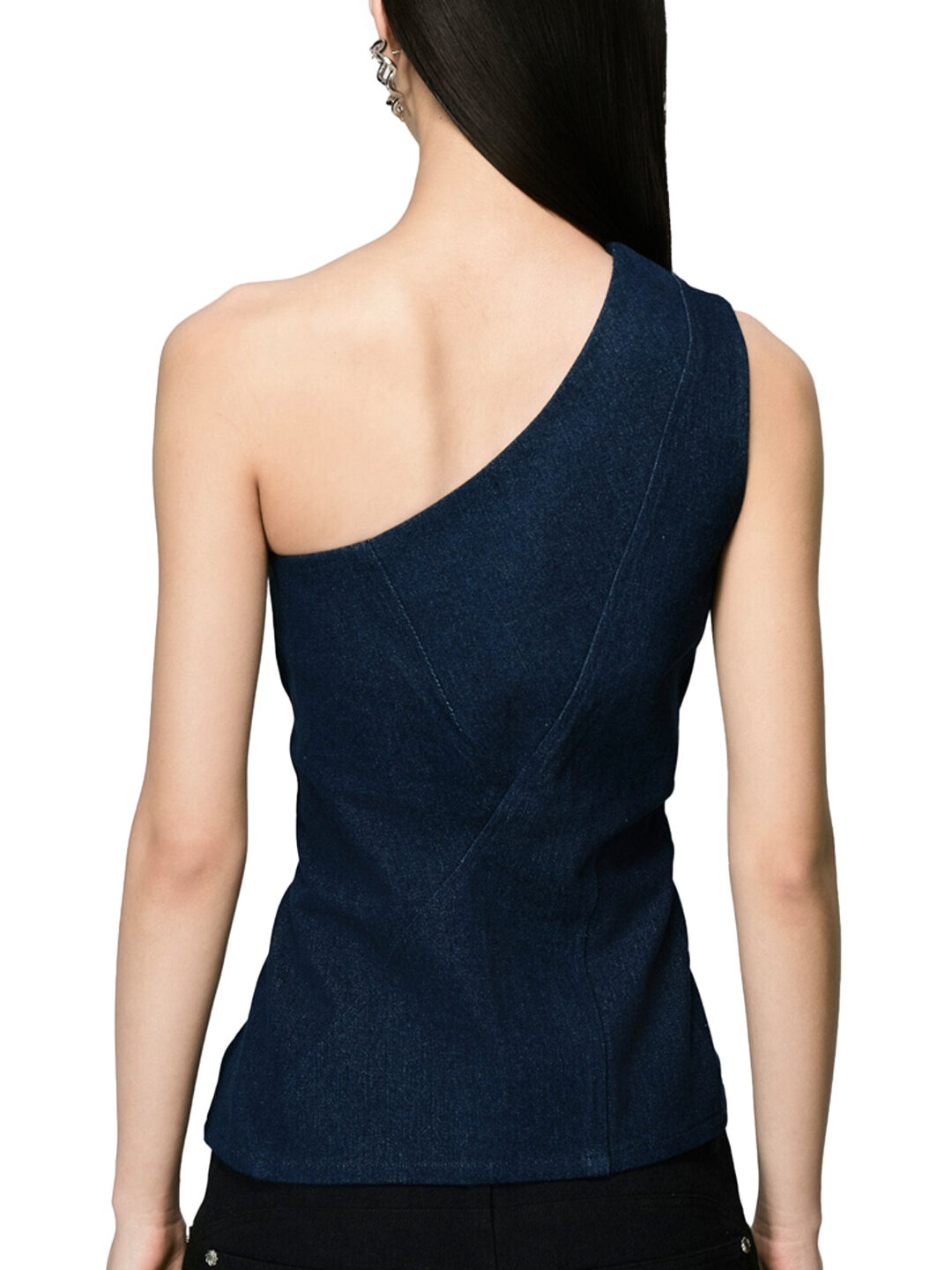 Топ Berhasm One shoulder zipper top, размер XS, синий — фото 1