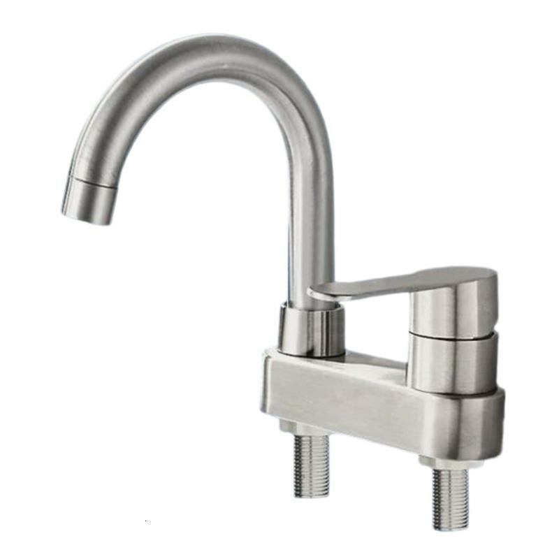 Смеситель для раковины из нержавеющей стали без трубы-большой изогнутый смеситель с двойным отверстием