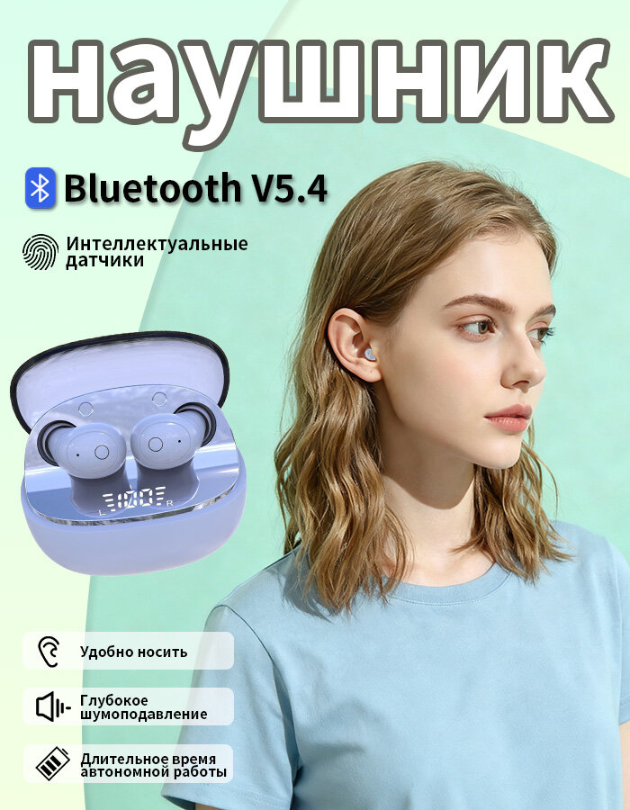 Наушники беспроводные с микрофоном, голубой