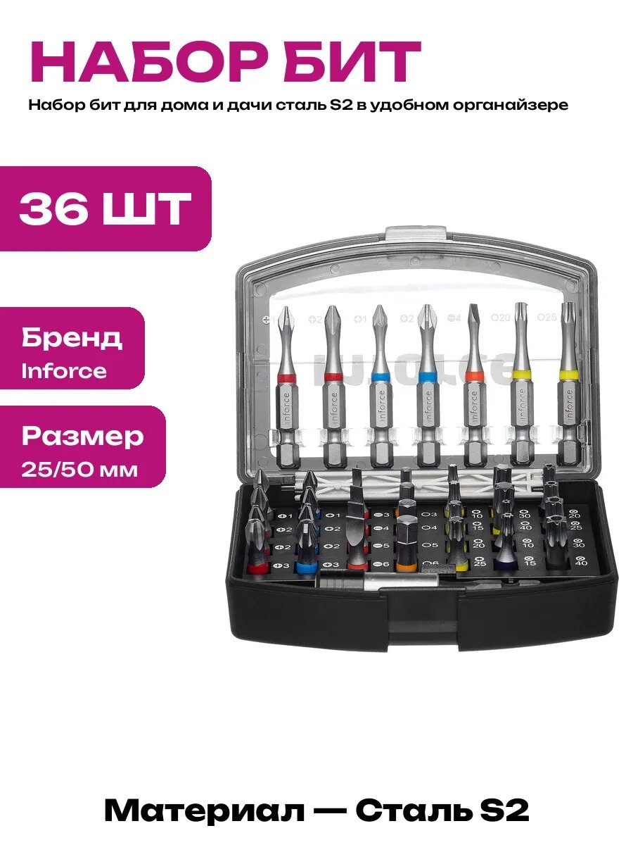 Биты для шуруповерта и дрели сталь S2 профиль PH PZ SL HEX