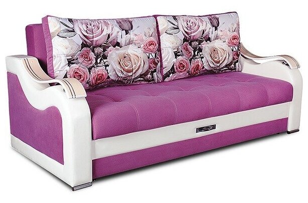 Диван прямой Ройс, металлокаркас, механизм еврокнижка, ящик для белья, дополнительный ящик для подушек, 225х100х75 см