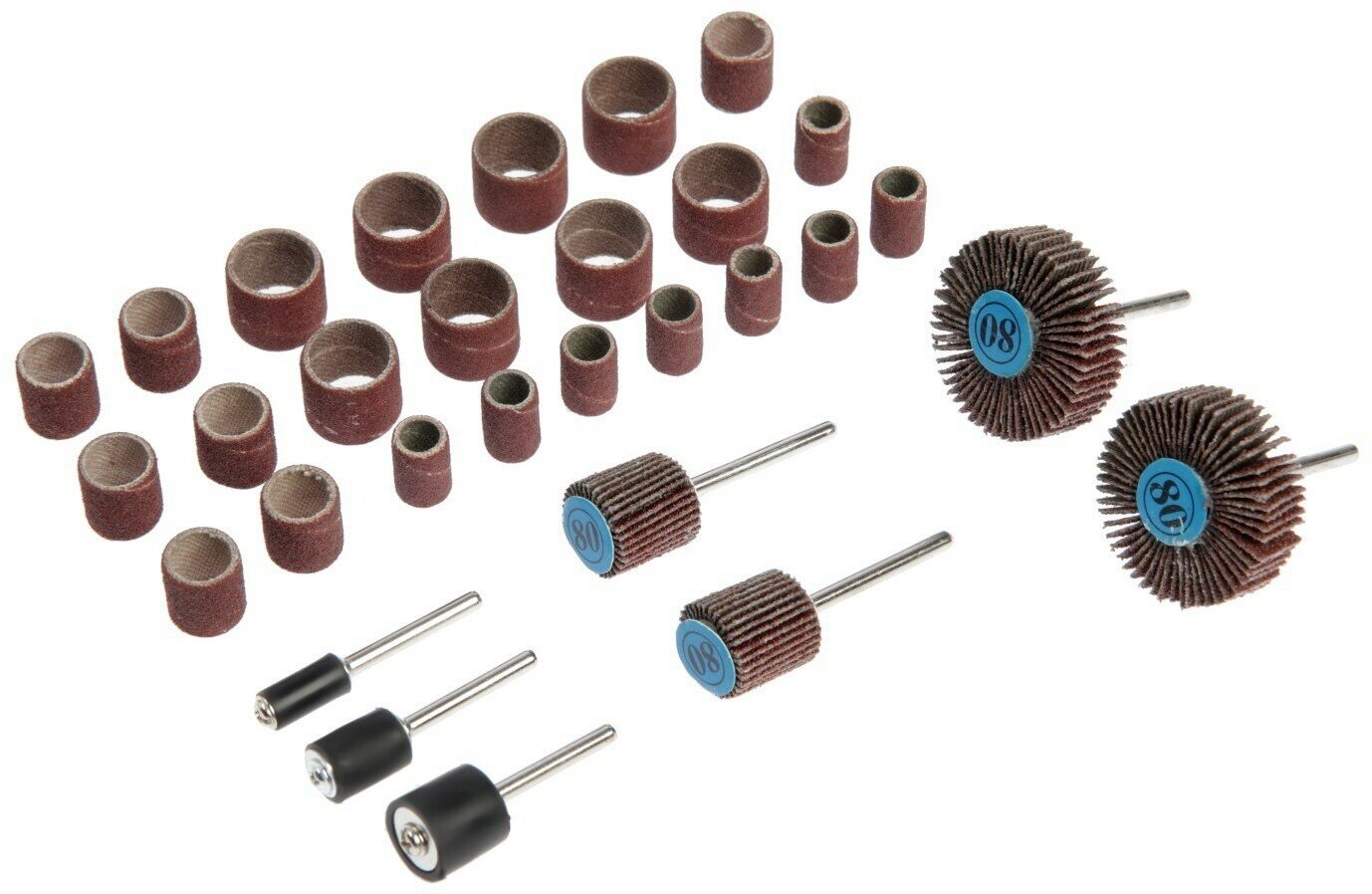 Набор мини-насадок для гравера тундра, абразивные круги и рулоны, 3.2 мм, 30 шт, 7107473