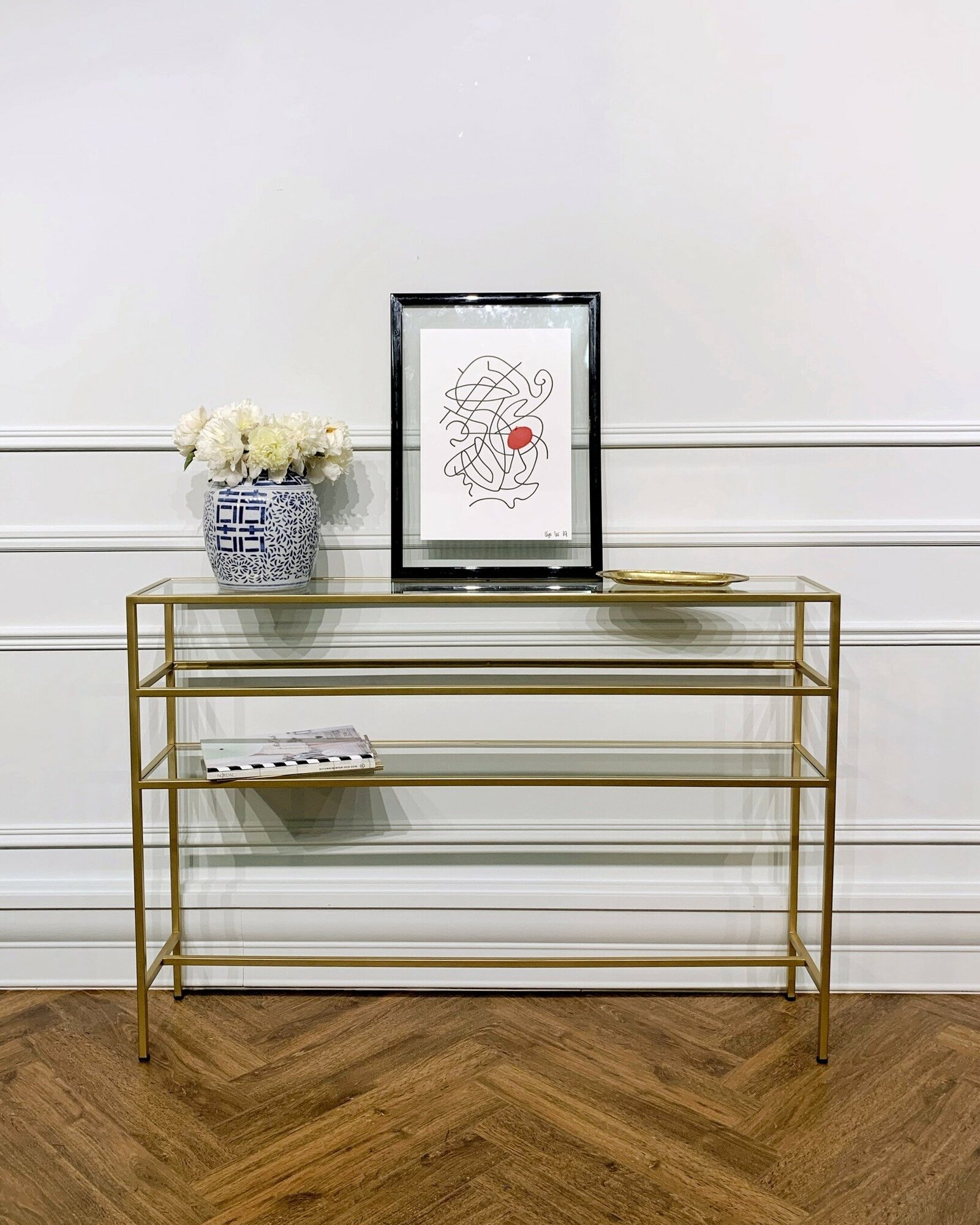 Консольный столик For Miss "Гала" со стеклянной столешницей и полками