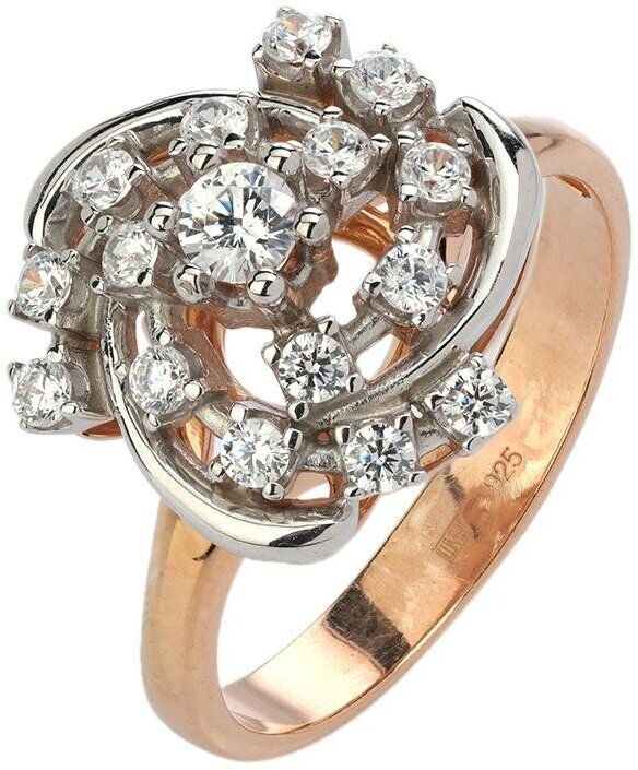 Кольцо, серебро, 925 проба, родирование, фианит