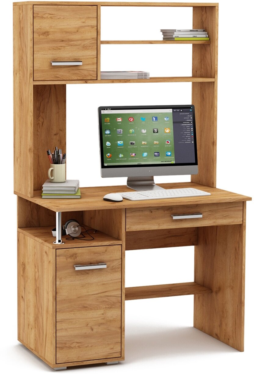 Стол компьютерный, стол письменный Амбер (Реал) 14Я Дуб золотистый