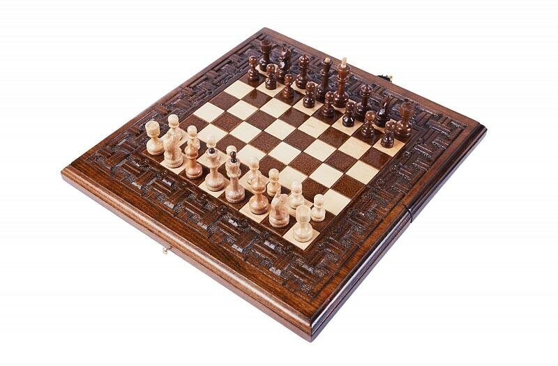 Шашки Haleyan Шахматы + нарды резные "Армянский Орнамент" 30, Haleyan