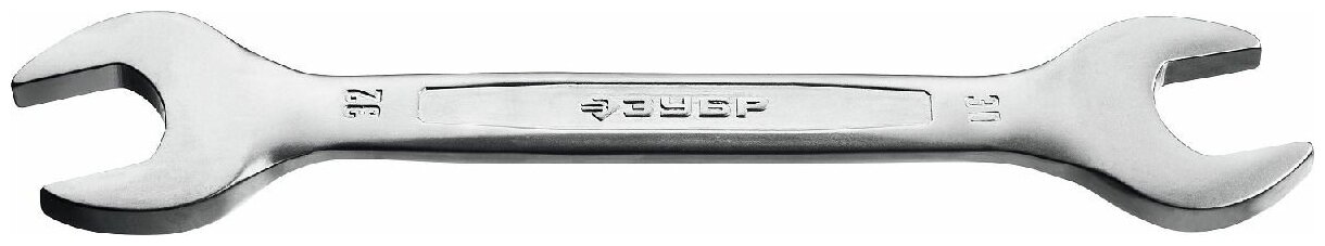 Рожковый гаечный ключ ЗУБР Профессионал 30х32 мм Cr-V сталь хромированное покрытие длина 300 мм соответствие ГОСТ 2838