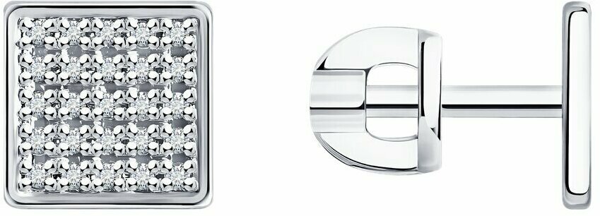 Серьги пусеты, белое золото, 585 проба, бриллиант