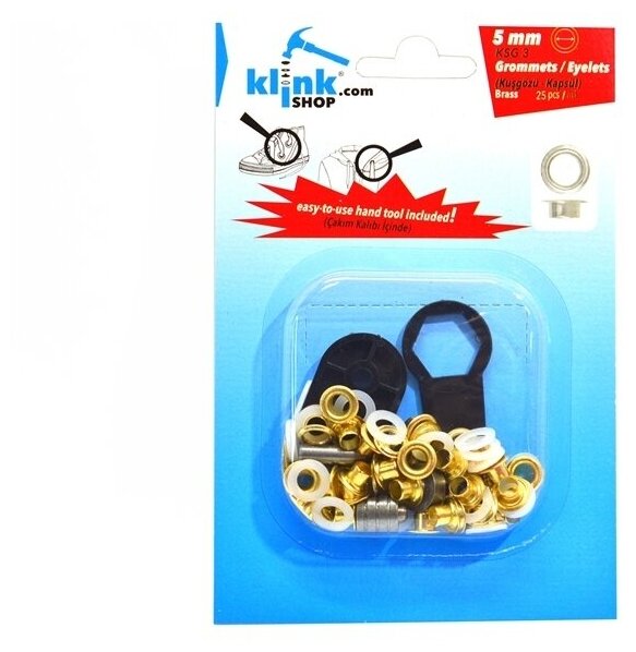 Набор люверсы и инструмент №3 5мм цв. Золото (уп.25 компл.) Proknopka