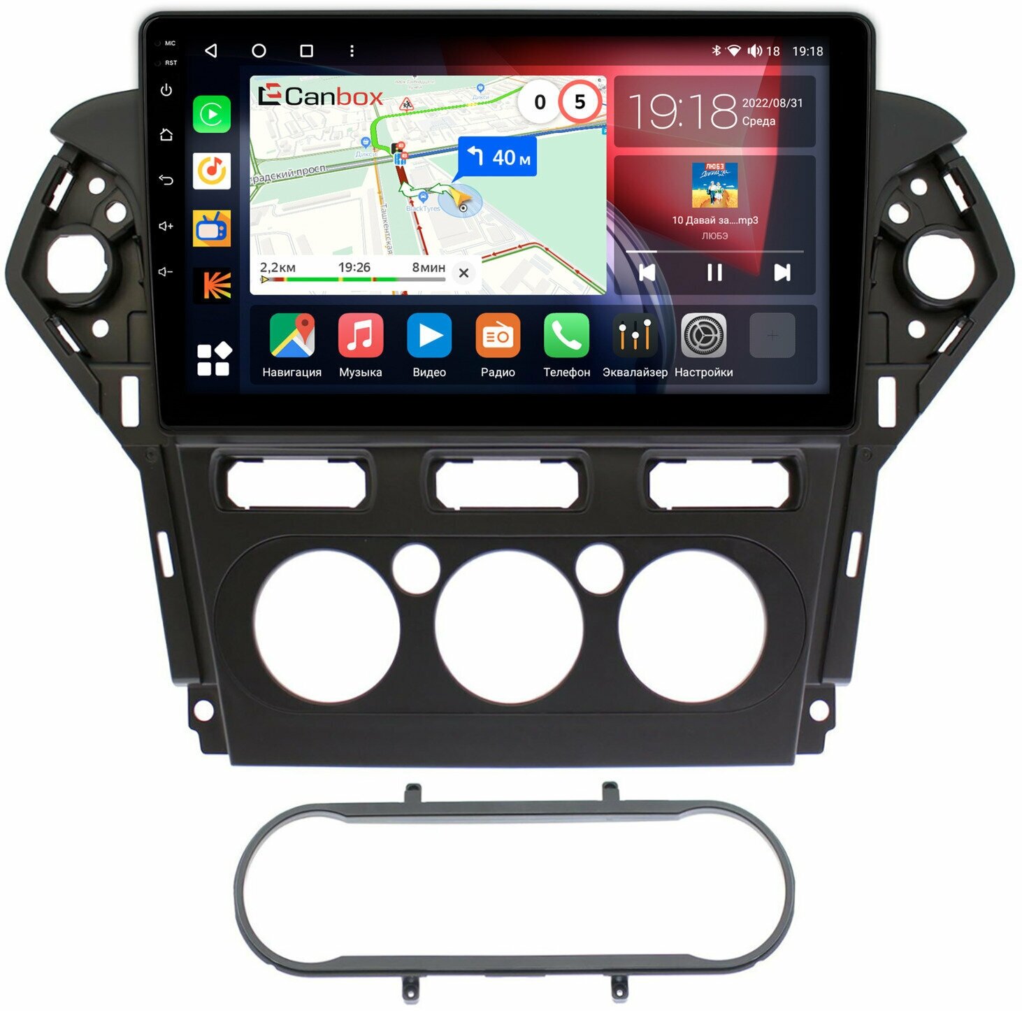 Штатная магнитола Ford Mondeo 4 2010-2014 (черная) Canbox EVO 5813-1019 на Android 14 (4G-SIM, 6/128, DSP, QLed, AI, 360)