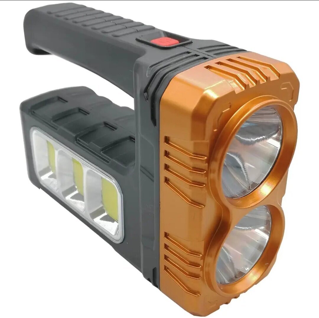 Фонарь светодиодный ручной большой на солнечной батарее powerbank