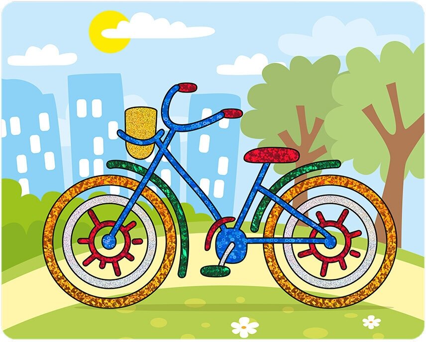 Hobbius FBT-02-SY74 Набор для творчества Аппликация фольгой 20×25 см №07 Велосипед