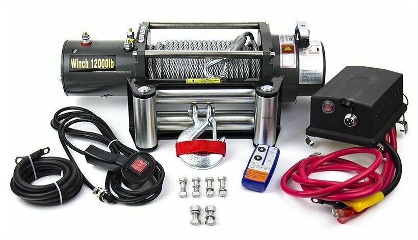 Лебедка Electric Winch SC 5450 кг, 12000 lbs, 12V, стальной трос,