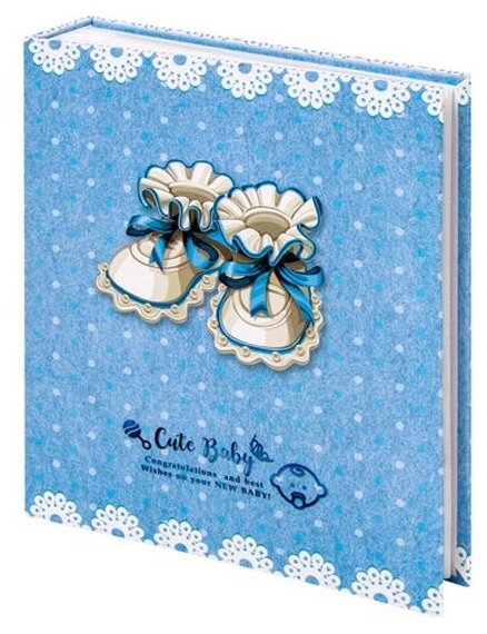 Фотоальбом Brauberg "Baby's shoes" на 200 фото 10х15 см, твердая обложка, термосварка, голубой