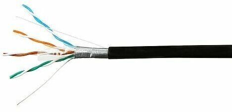 Кабель витая пара F/UTP 5e кат. 4 пары SkyNet CSP-FTP-4-CU-OUT/100 24AWG(0.51 мм), медь, одножильный (solid), внешний, PE, чёрный, уп/100м 'Premium'