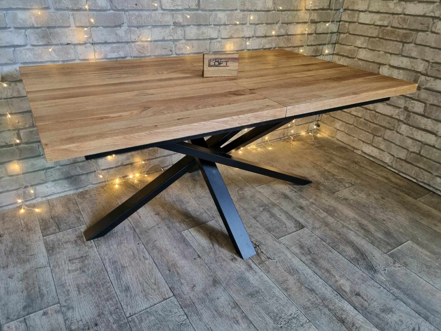 Стол "EasyLOFT" в стиле лофт, раздвижной, массив дуба, 160х100х75 см.
