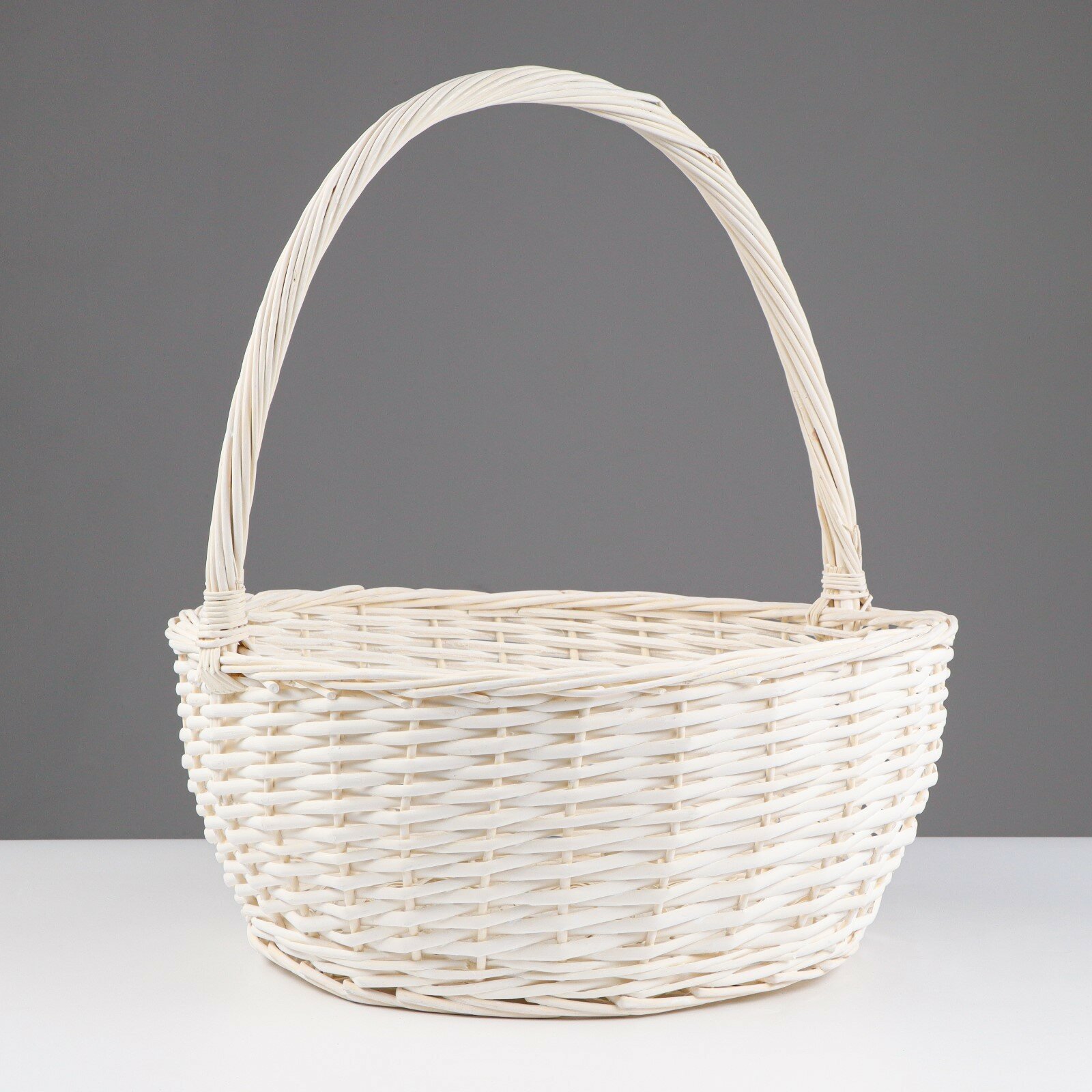 Корзина плетёная, 40×18/44 см, белый, ива