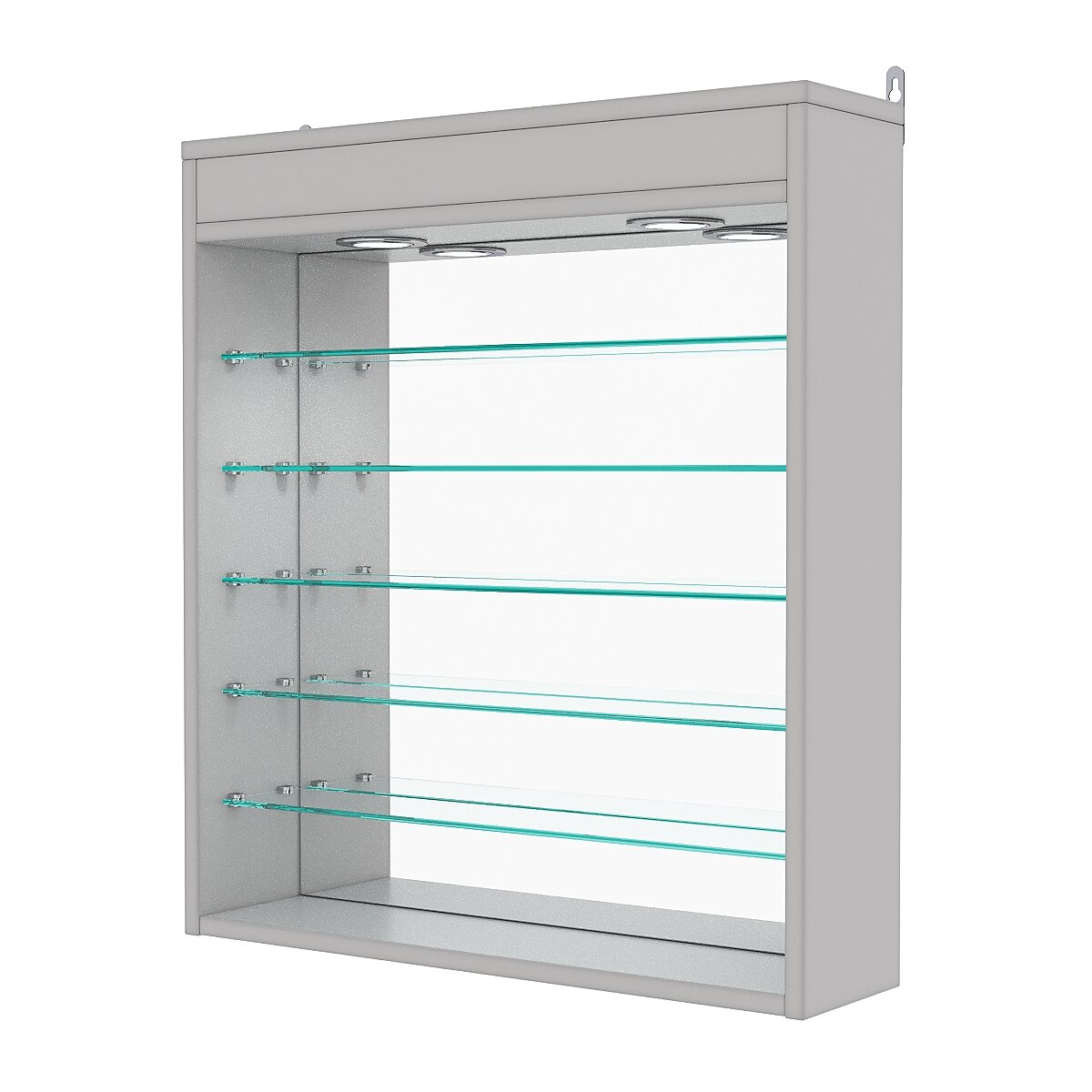 Витрина настенная №1-8Г с зеркалом и с подсветкой, Серый. Производитель товара - компания Westcom.