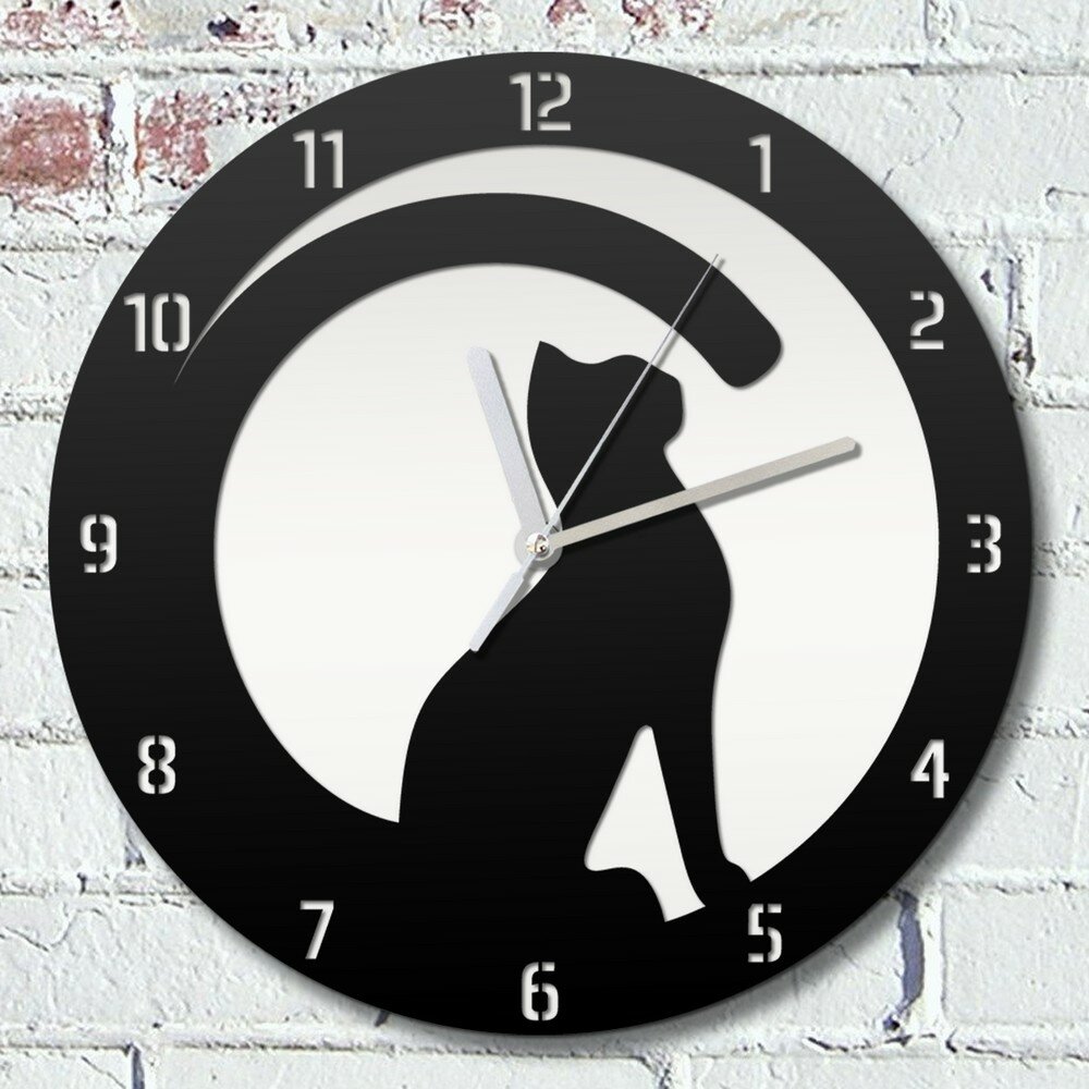 Настенные деревянные бесшумные часы животные кошка (Милота, Искусство, звезды, ночь, Сканди, подарок для мамы, подруги ) - 5216