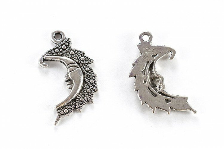 Подвеска Полумесяц 28х16х2мм, отверстие 1,5мм, цвет античное серебро, сплав металлов, 22-144, 4шт