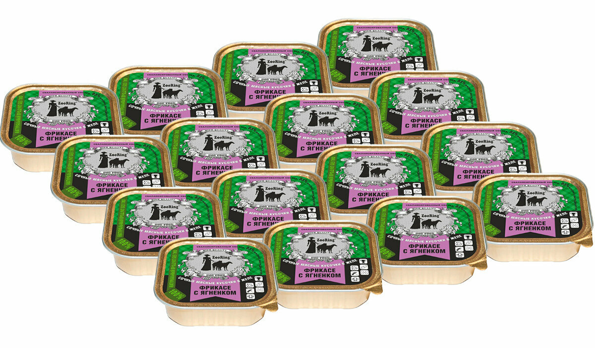 ZOORING для взрослых собак фрикасе с ягненком в желе (100 гр х 16 шт)