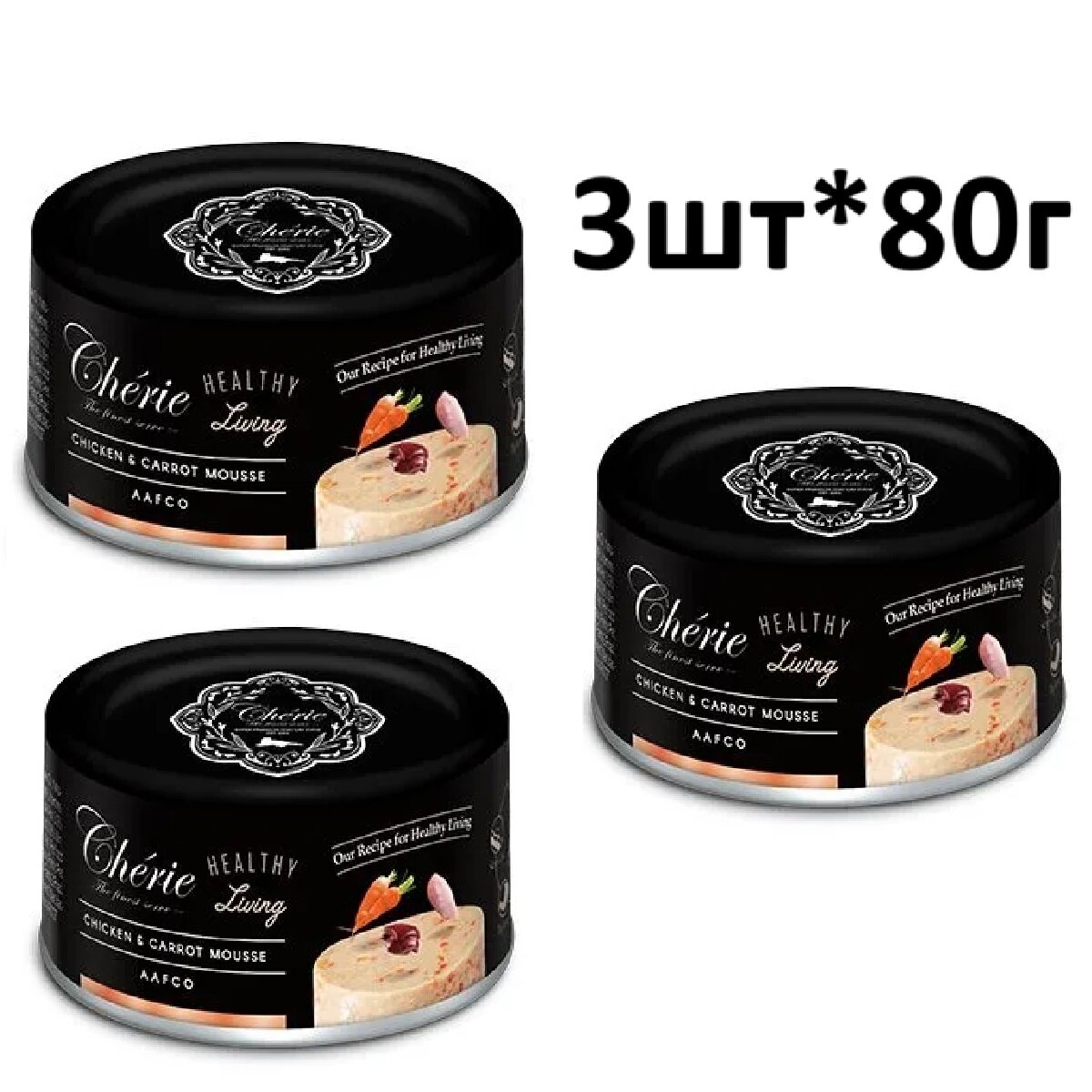 Pettric Консервы для кошек Cherie мусс из курицы С морковью 80г*12шт