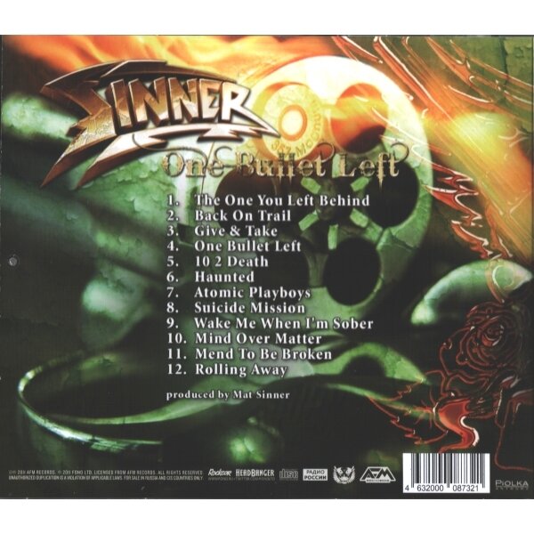 Компакт-диск Sinner — One Bullet Left (RU)(CD) — фото 1