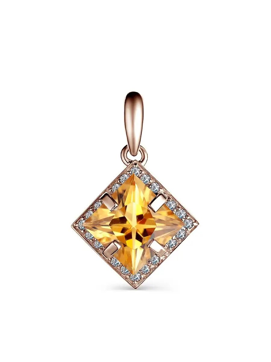 Подвеска, красное золото, 585 проба, бриллиант