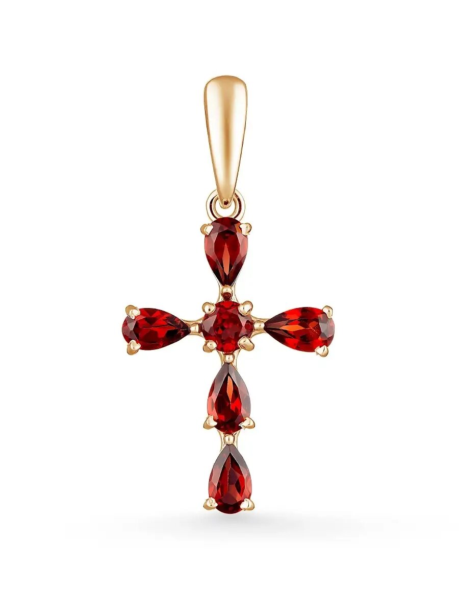 Крестик, красное золото, 585 проба, бриллиант