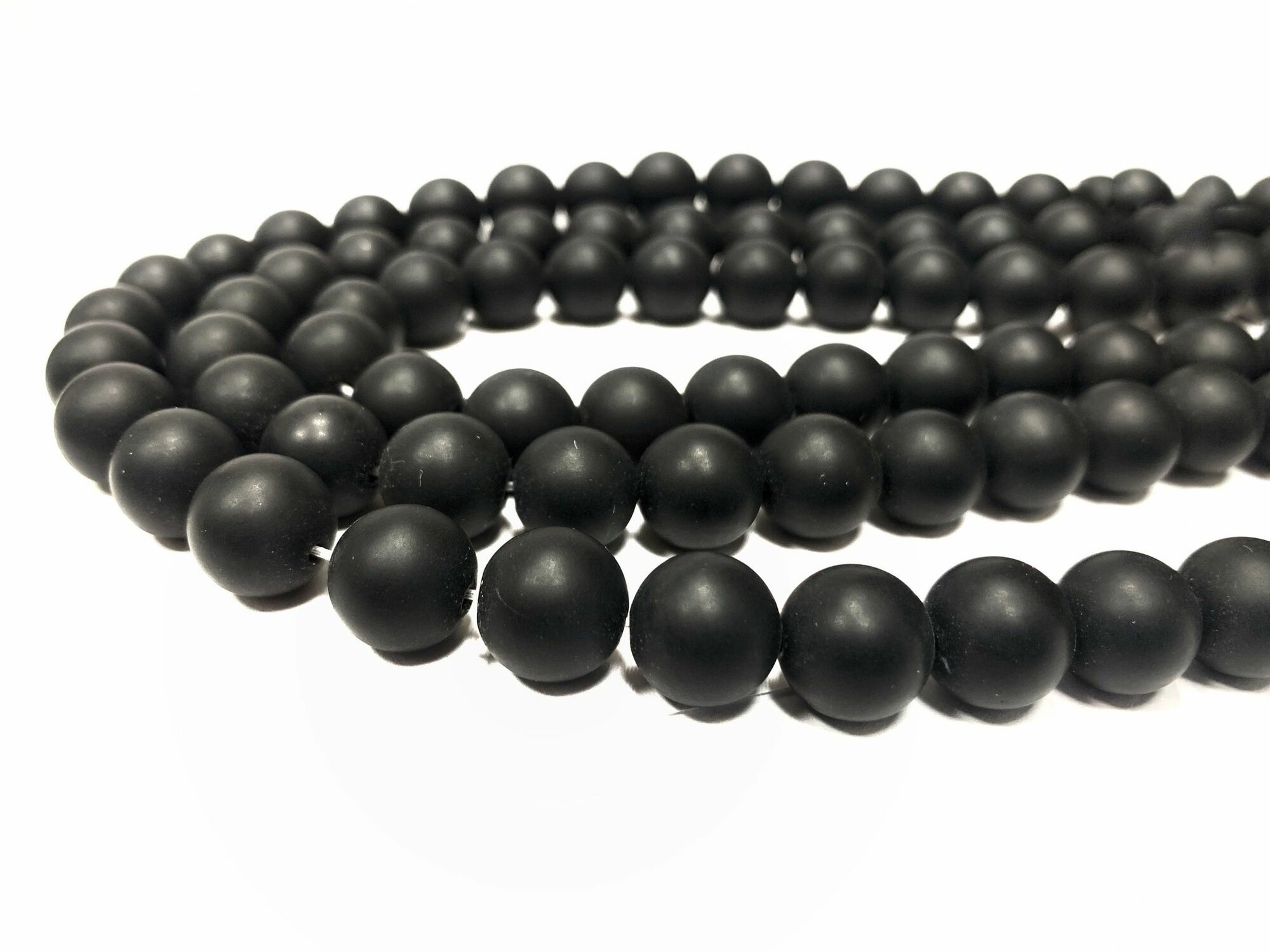 Бусины оникс матовый черный шар гладкий 12 мм (нить19 см), Suntrim
