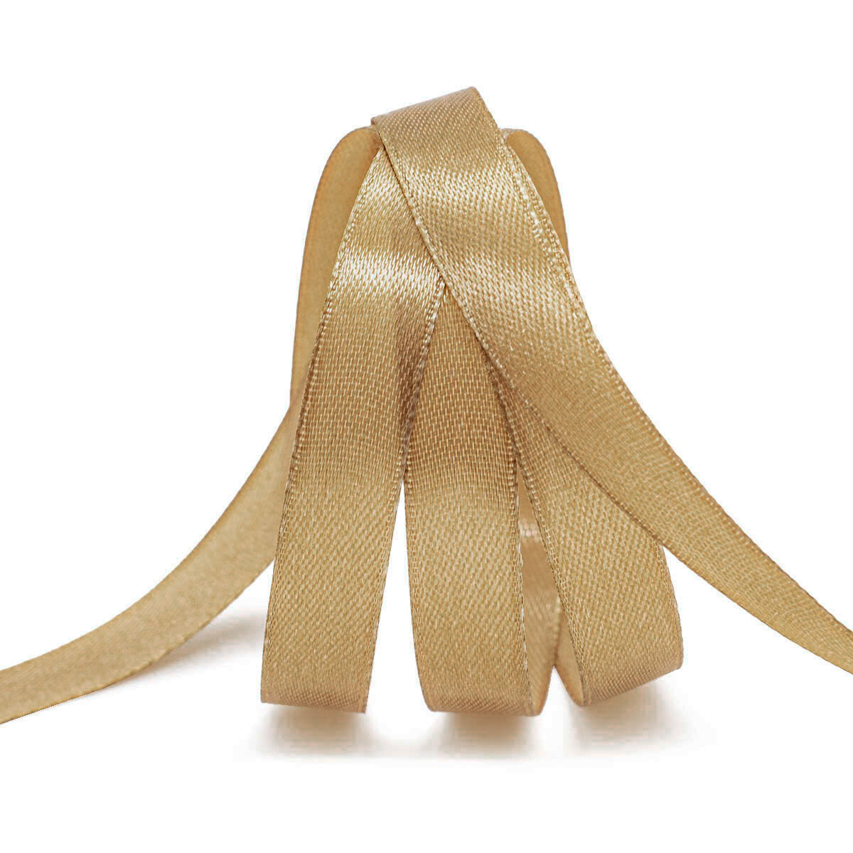 Лента атласная бежевая 1,2 см*22,86 м, упаковочная, для подарков, рукоделия и шитья, Айрис (069 темно-бежевая)