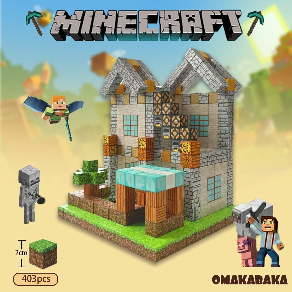Магнитный Конструктор Майнкрафт набор детали фигурок Игрушка Minecraft My World , OMAKABAKA Комплект из магнитных блоков