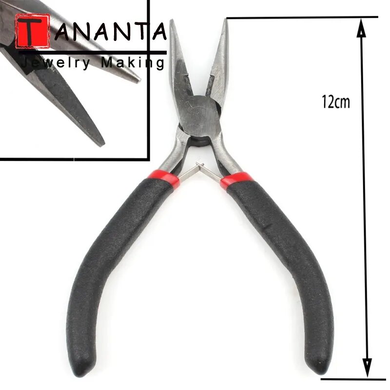 Мини-плоскогубцы с изолированным резаком, зажимные кусачки для обжима проводов, плоскогубцы с круглым длинным носом для изготовления ювелирных изделий, 1 шт.