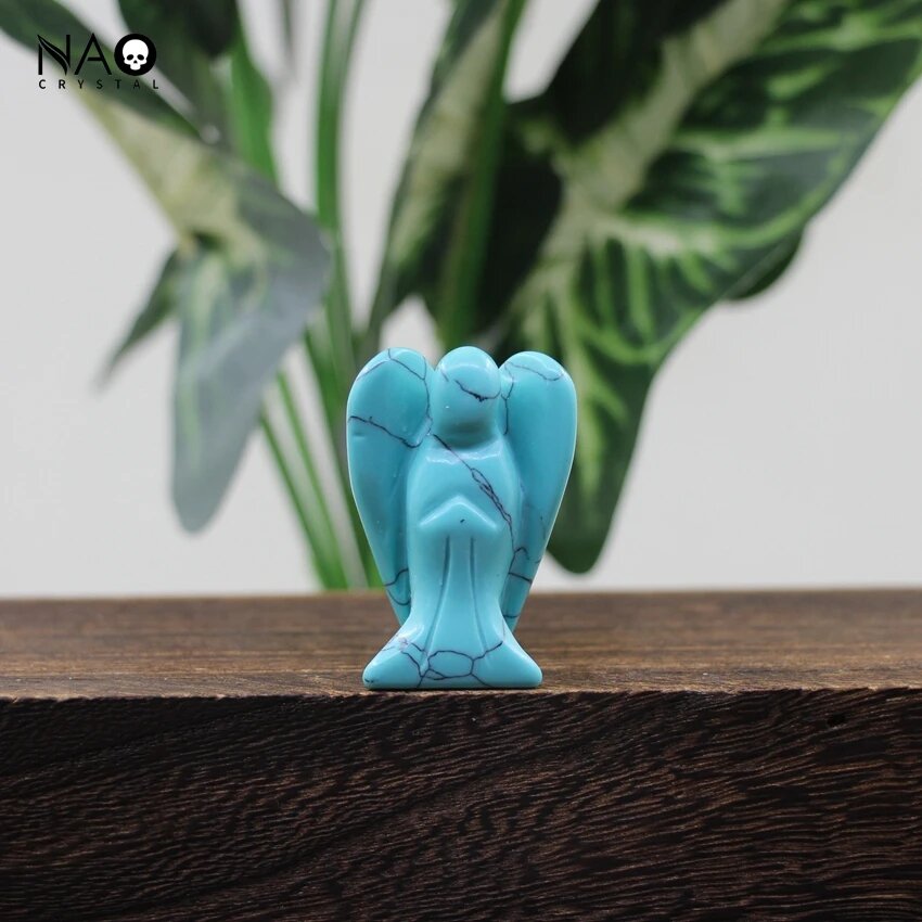 Статуя молитвенного ангела из кварца Бирюзовый, Green Turquoise