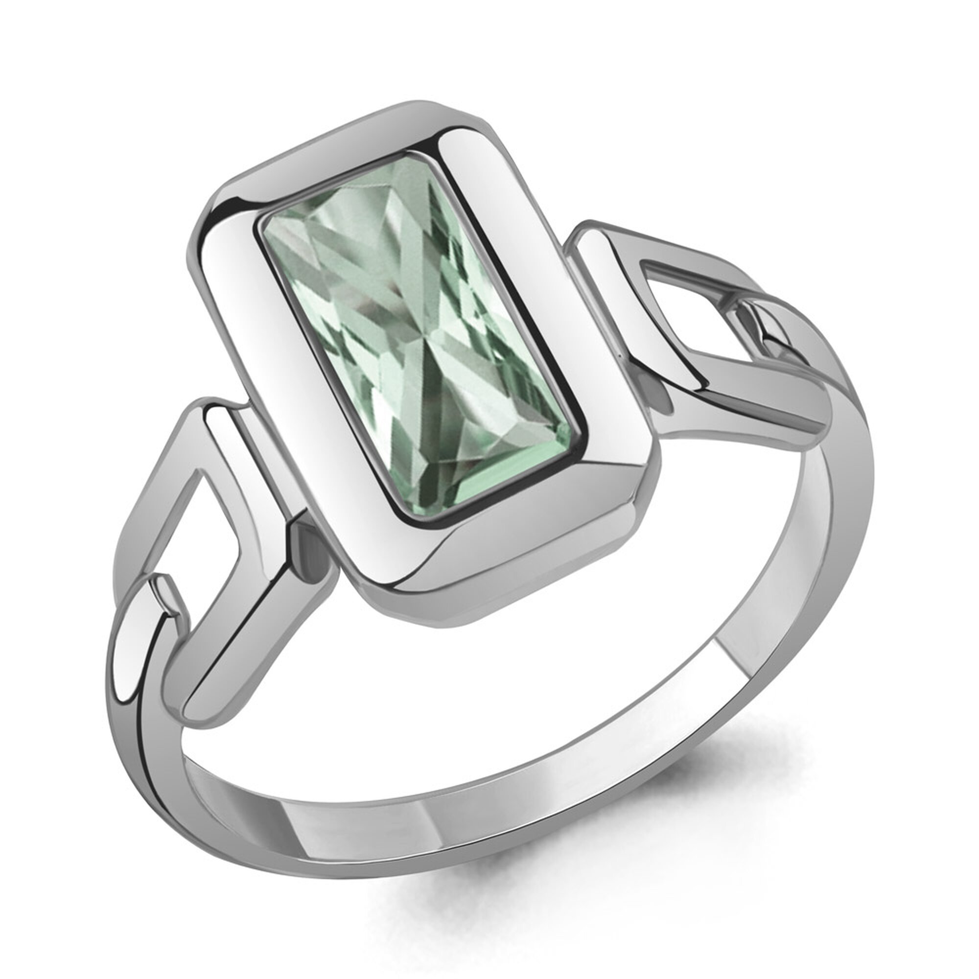 Кольцо, серебро, 925 проба, родирование, празиолит