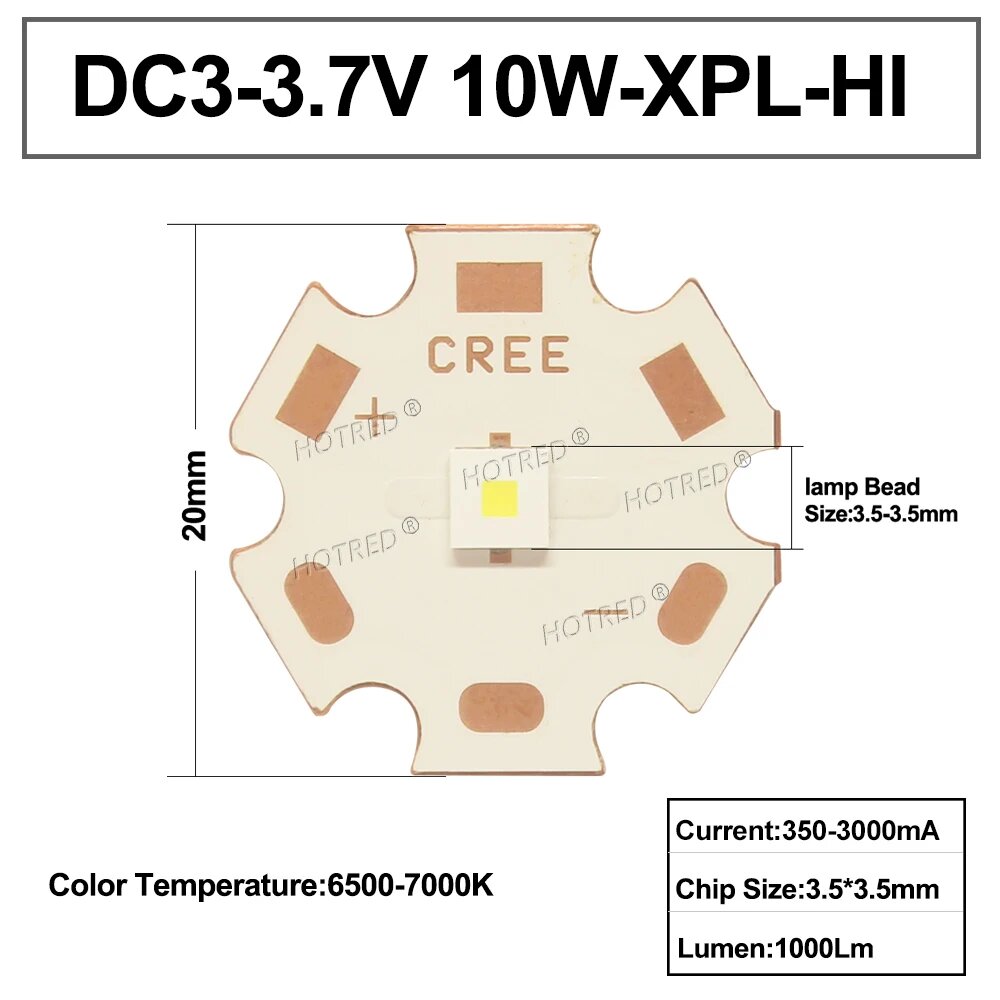 Светодиод HotRed 10W XPL HI 3V