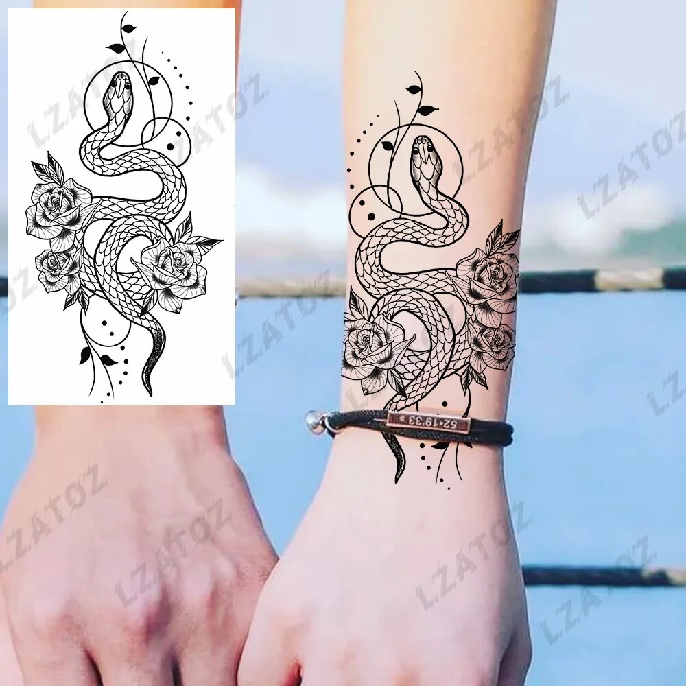 Временная татуировка Snake Roses DSQ291