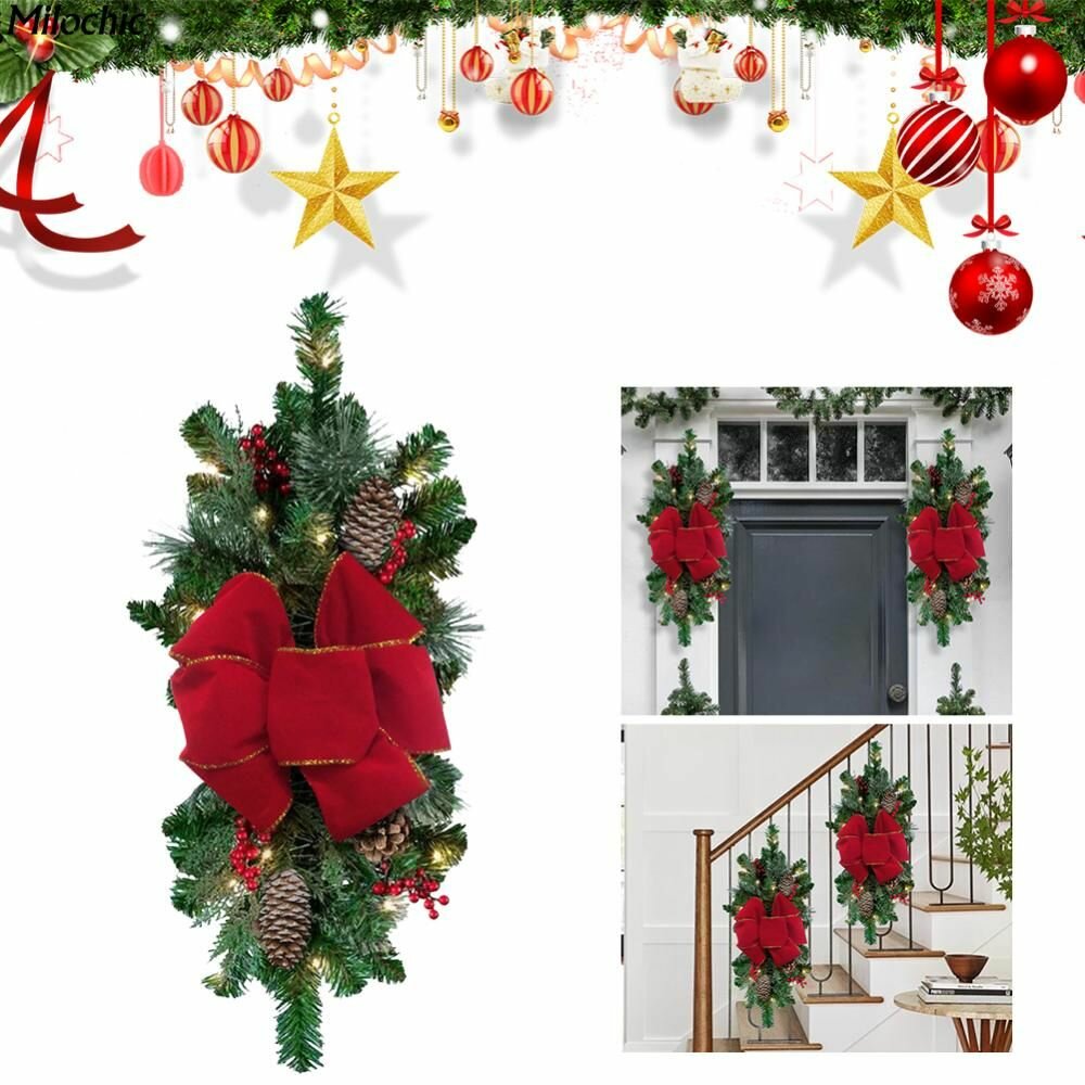 Рождественский искусственный венок для декора дверей и окон