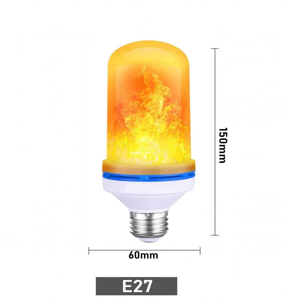 Лампочка E27 с эффектом пламени, лампочка-кукуруза, Мерцающая Синяя круглая лампочка, искусственная лампочка с динамическим эффектом пламени, 12 Вт, 110-220 В для домашнего освещения YELLOW, 85-265V