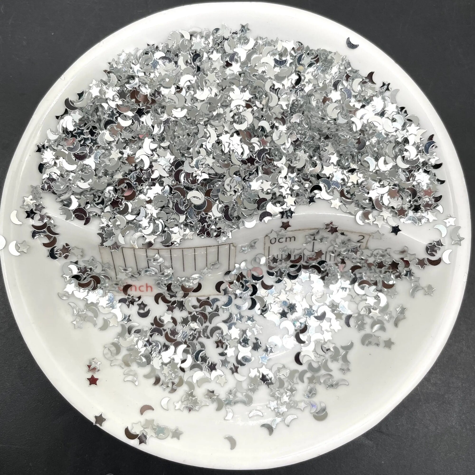 KUNQI ПВХ блестки звезды и луна 3-4 мм Серебряный, 20g, 3mm Moon Star silver