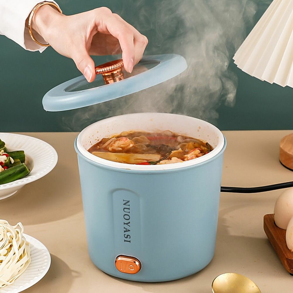 Рисоварка Электрическая кастрюля, 1 л, мини-плита для рамэна, защита от выкипания и сухости для общежития, офисных поездок