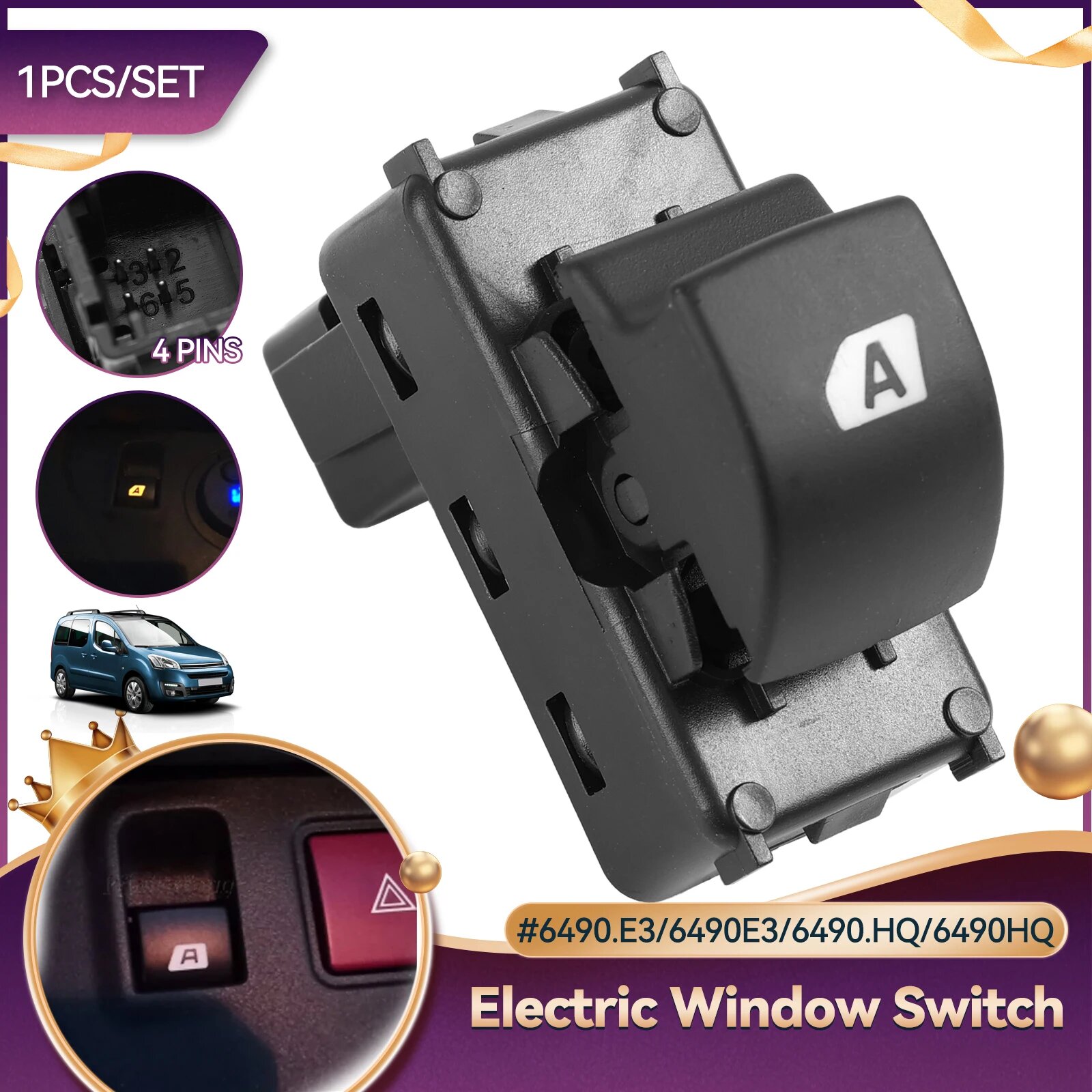 Кнопка переключения главного стекла пассажирского автомобиля подходит для Citroen Berlingo C4 Peugeot Partner 6490. E3 6490E3 6490. HQ 6490HQ