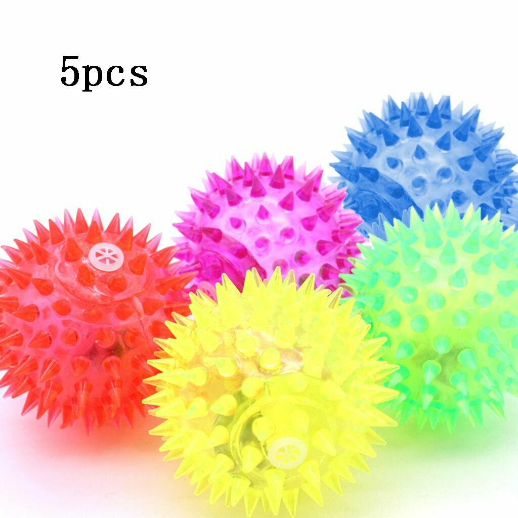 1 упаковка из пяти штук, игрушка для домашних животных, эластичный светящийся колючий шарик