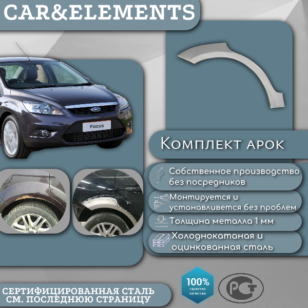 Комплект арок для автомобиля Ford Focus 2 (Форд Фокус 2 Седан ) оцинкованная сталь 1 мм