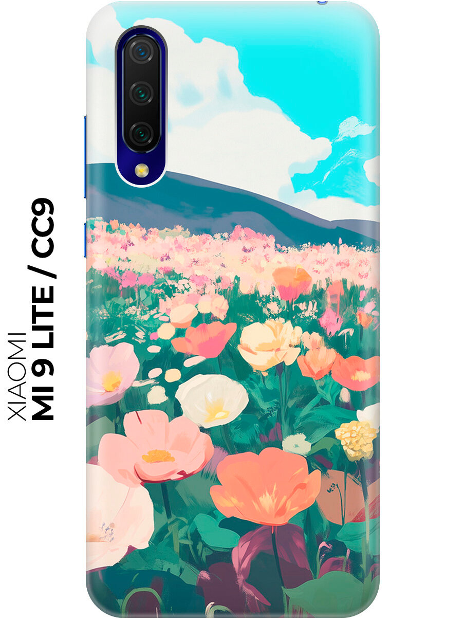 Силиконовый чехол на Xiaomi Mi 9 Lite / CC9 с принтом "Поле цветов"